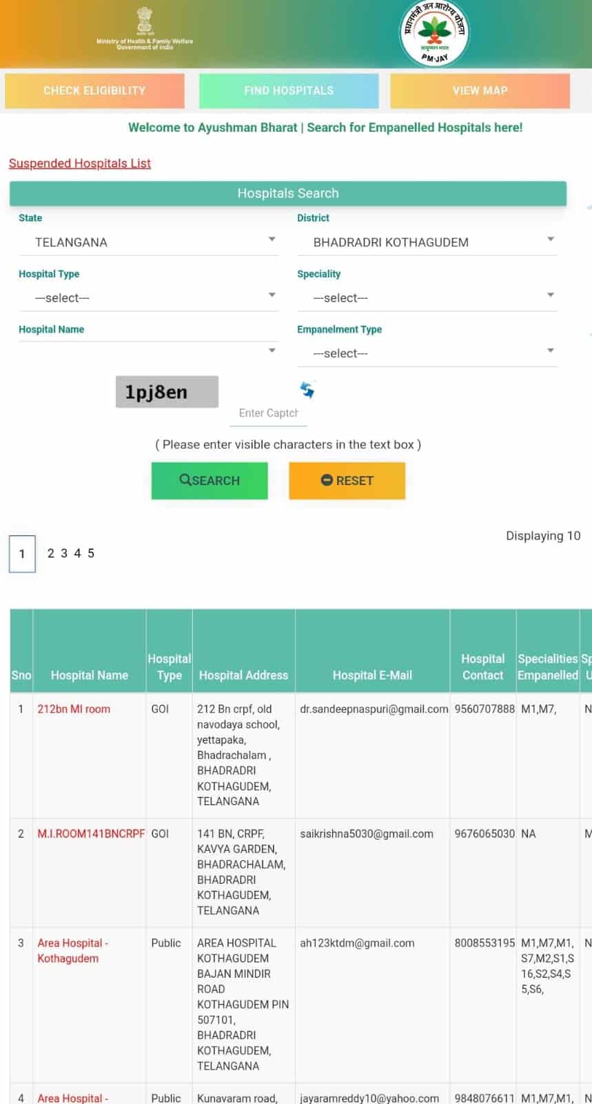 Ayushman Bharat Hospital List In Bhadradri Kothagudem - భద్రాద్రి ...