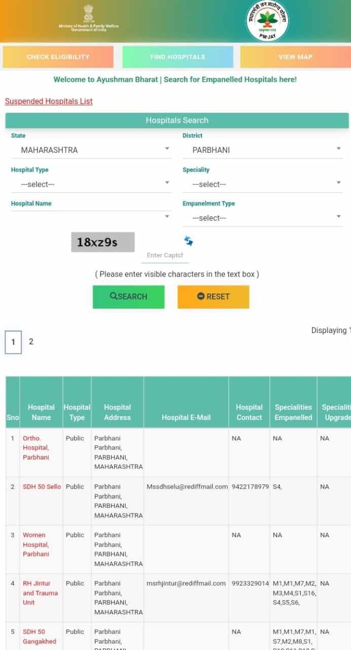Ayushman Bharat Hospital List In Parbhani - परभणी येथील आयुष्मान भारत ...